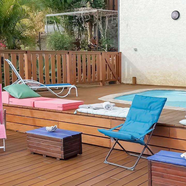 Kaz Panorama Piscine Vue Océan Fruits Jardin Calme - La Réunion