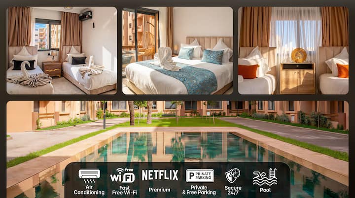 Appart Neuf 3chambres/vuepiscine/centre/balcon - Marrakech