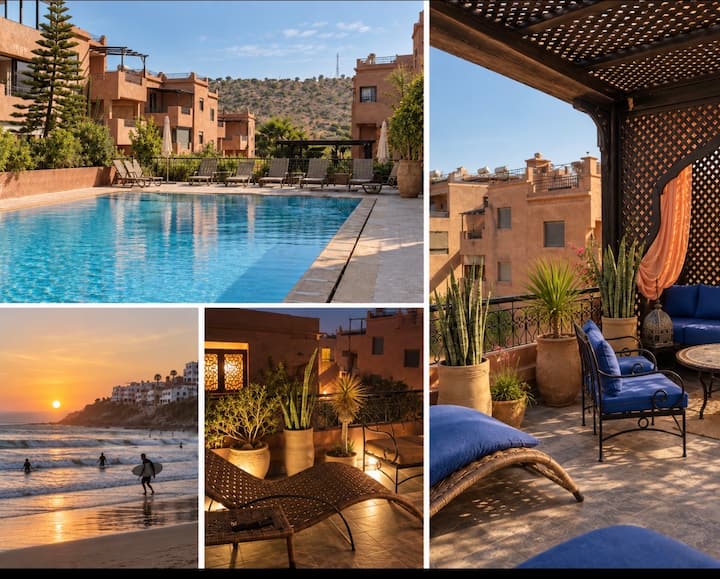 Appart Rooftop 5 Mn Plages Taghazout-ait Bihi - Taghazout