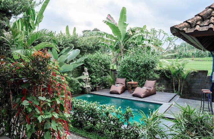Villa With Private Pool And Ricefield View - 우부드