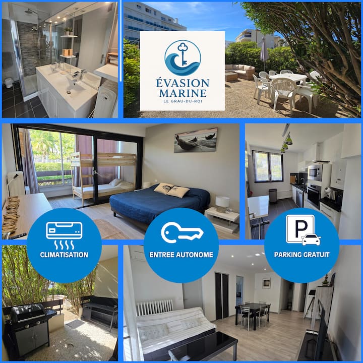 Evasion Marine Plage Terrasse Parking Clim - Le Grau-du-Roi