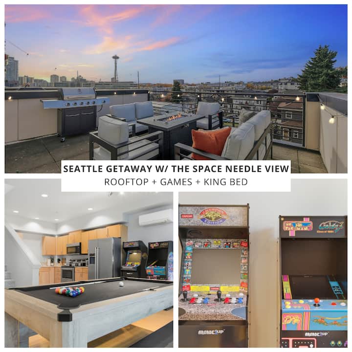 Rooftop Views Of The Space Needle | Kingbed, Games - Seattle, WA