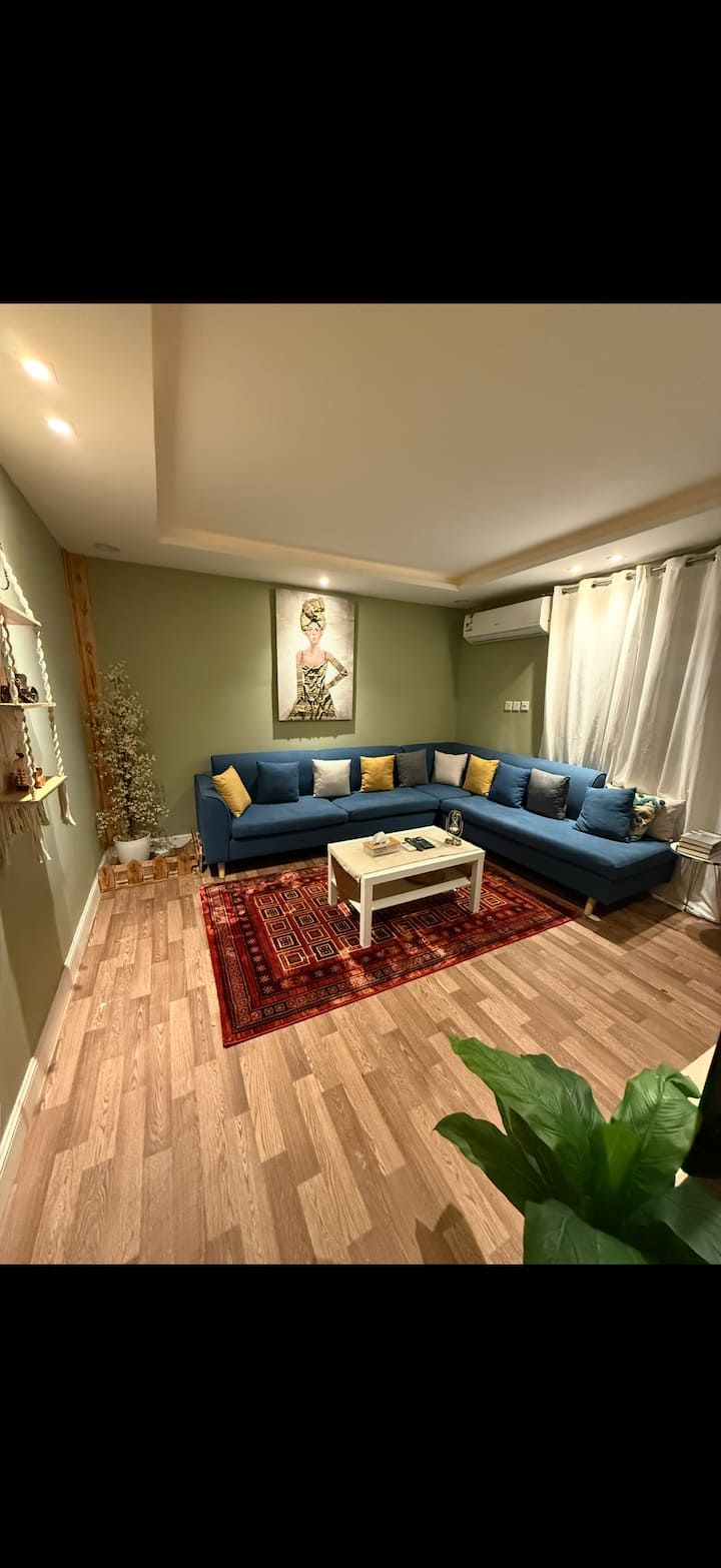 شقة كبيرة بصالة وغرفة نوم  وجلسة خارجية - Riyadh