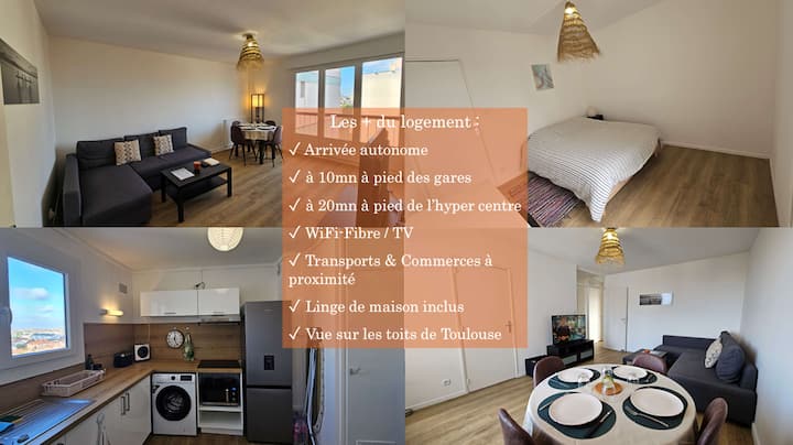 T2 Lumineux & Cosy à 10mn Des Gares / Centre Ville - Toulouse