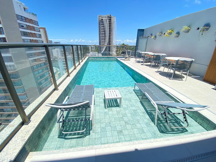 Apartamento Novo Barra Com Varanda E Vista Mar - ブラジル