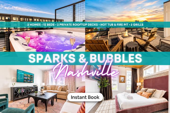 2 Maisons Sur Toit | Bain à Remous + Foyer | Accue - Nashville, TN