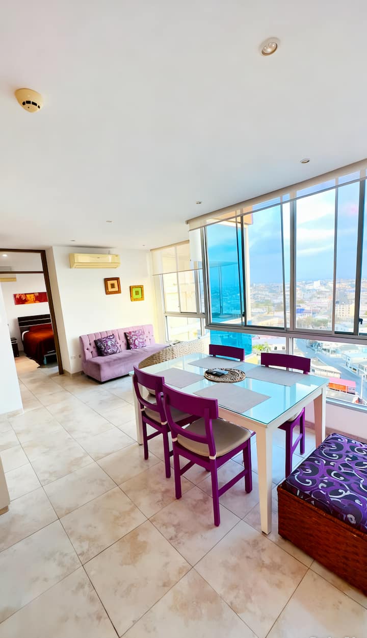 A Metros De La Playa | Vista A La Ciudad Y El Mar - Salinas