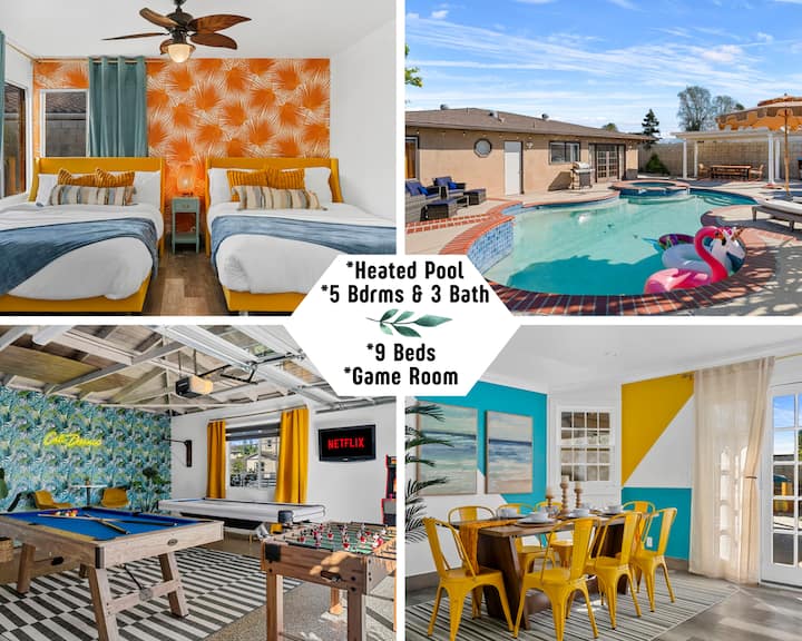 5bdrm, 9 Beds, Pool, Hot Tub, Game Rm - Huntington Beach, CA