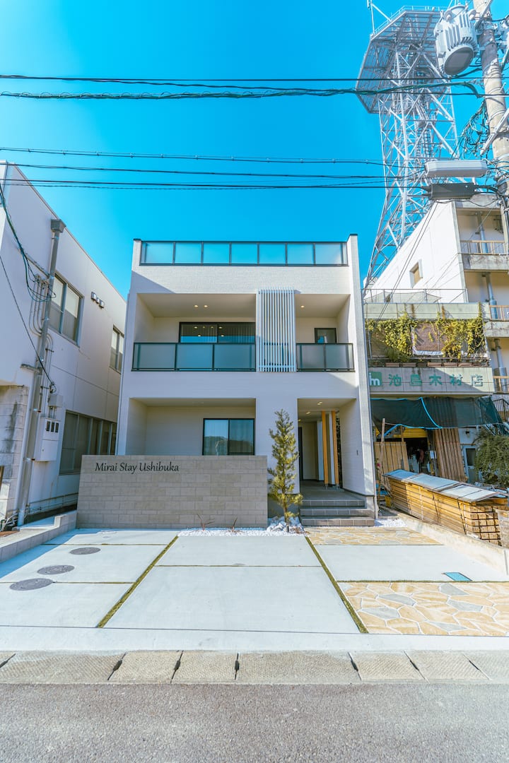 New｜海辺の屋上テラス付き一棟貸し｜bbq・サウナ完備｜3寝室｜駐車場付｜8名 - Amakusa