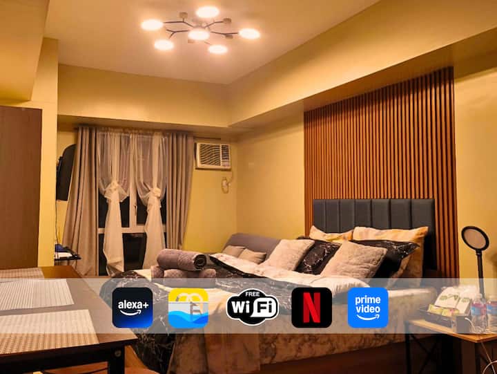 *New Cozy Studio W/ Alexa, Pool & Within It Park - Philippines