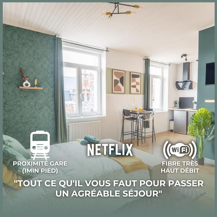 Le Prestigieux- 1min Gare I Netflix I Wifi-élégant - Valenciennes