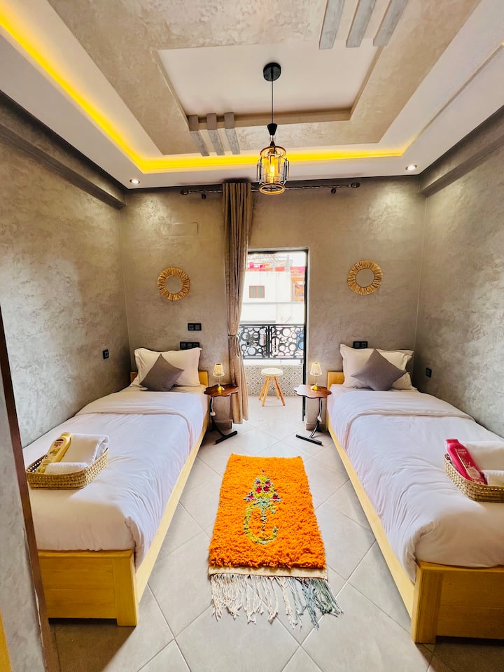 Cozy Twin Room At Tadinga Surf House - Imsouane