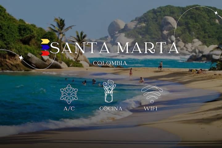Apt +Ac + Wifi + Laundry + Tv At @Santamarta - Taganga
