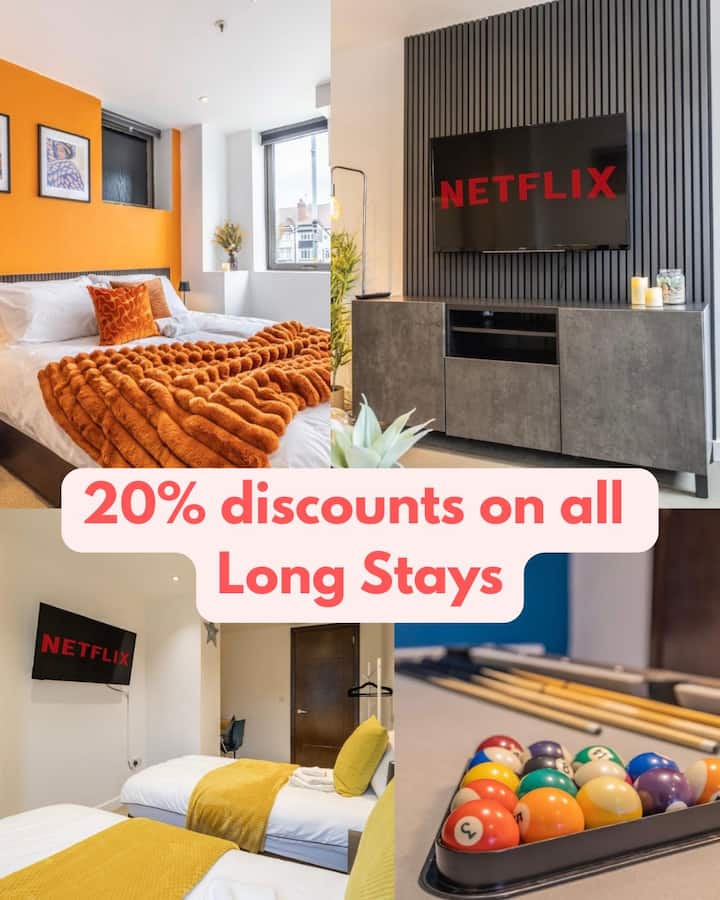 Modern Apartment|long Stays|parking|pool Table - Birmingham