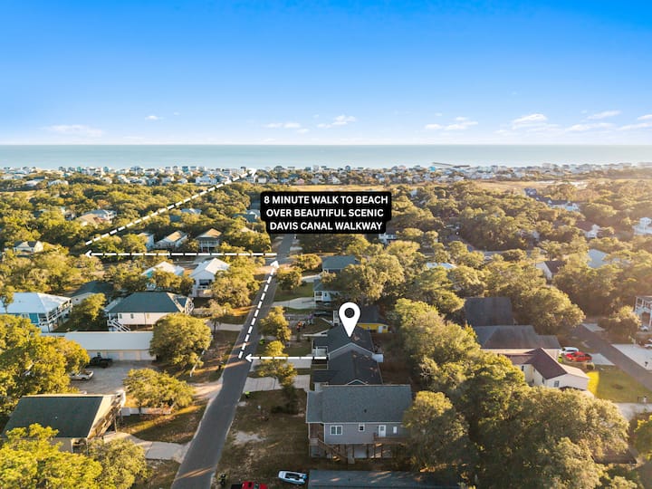 Cousins Cove 𓇼 Scenic Walkover+hot Tub+fire Pit - Oak Island, NC