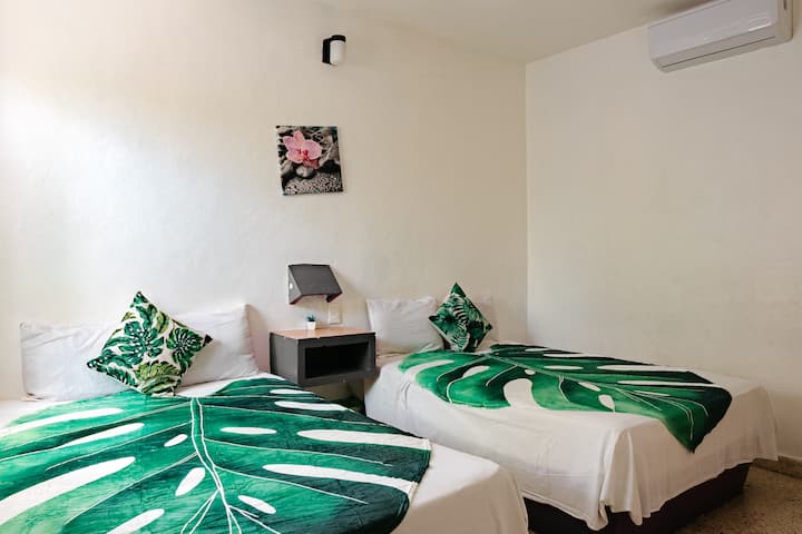 Hab. Privada 2 Camas Matrimoniales Con Tv Y A/c - Cozumel