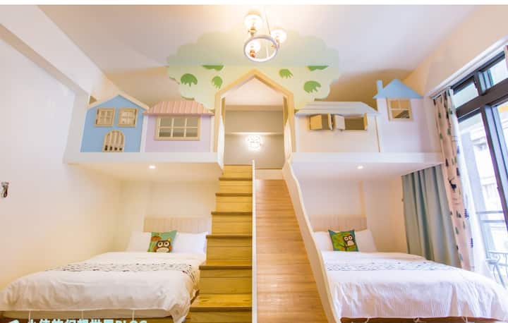 斑鳩小鎮親子民宿8-28人包棟-每房都有溜滑梯 - Yilan County