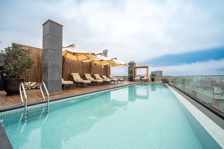 1br King Miraflores Infinity Pool Ac Bar Coworking - Peru