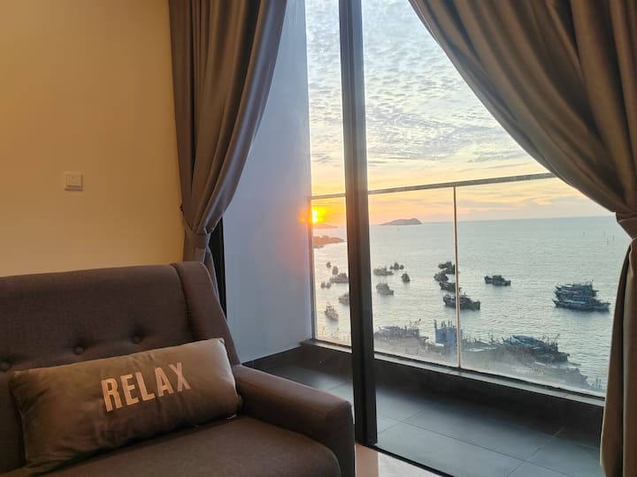Peaceful Seaview 1br @Theshore | Self Check-in - Kota Kinabalu