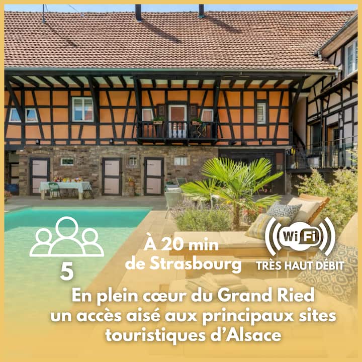 Charme Alsacien Avec Piscine, Proche Strasbourg - Jardin Monastique - Eschau
