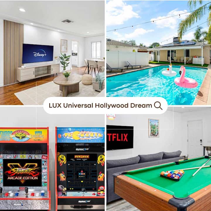 Lux Pool Villa & Game Room Hollywood Retreat - 
