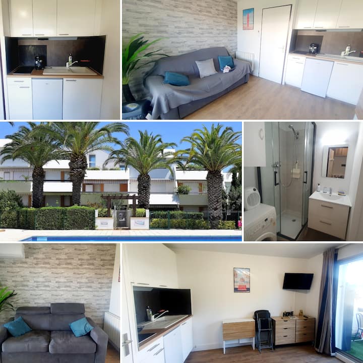 Studio 4 P, Cozy, Design, Parking Terrasse Piscine - La Grande-Motte