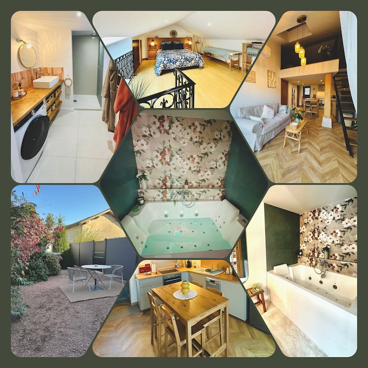 "Chez Pépé Jean"love-room, Baignoire Balnéo Double - Thoissey