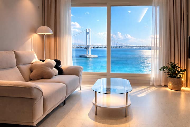 광안대교 정면뷰·광안리 오션뷰 숙소 | 무료주차·최대6인·최고층오션뷰·감성숙소·포토스팟 - Busan