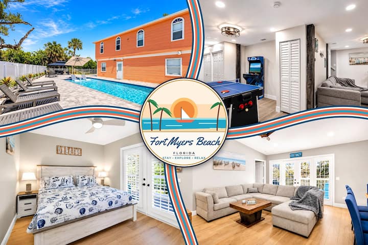Fort Myers Beach | Game Room | Sleeps 16+| Trolley - Fort Myers Beach, FL