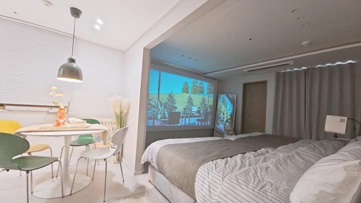 41트윈베드 # 전포사잇길 감성숙소 # 빔프로젝터 영화관 # - Busan