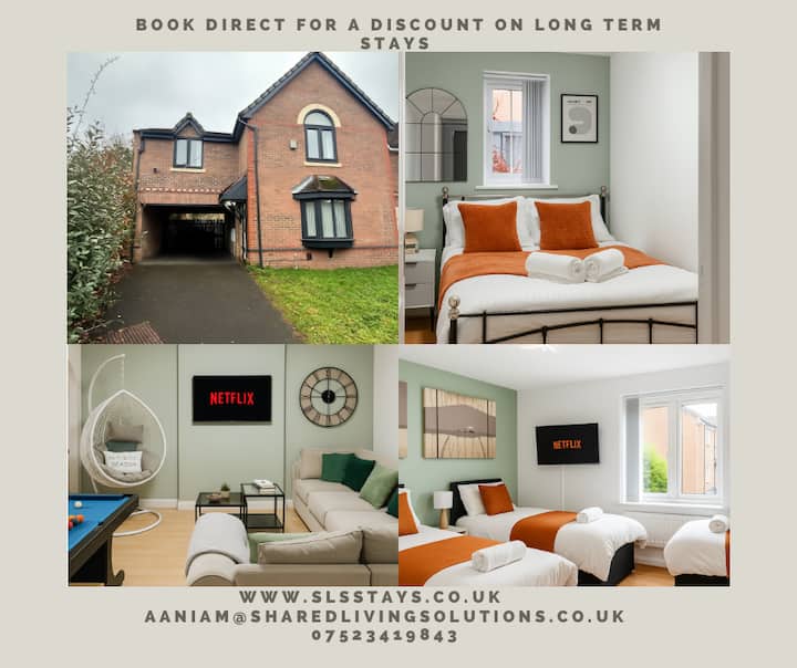 4br Family Retreat Sleeps 7 Near Airport & Parking - Manchester