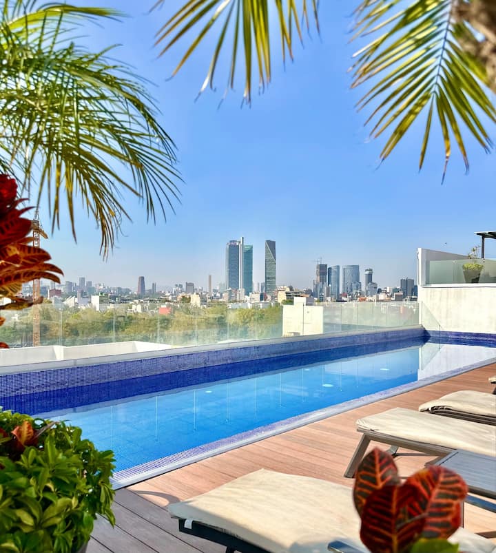 Cozy Apt. In Condesa-roma. City-view Pool And Gym. - Mexico City