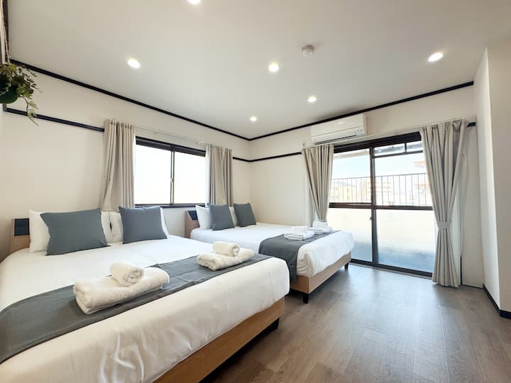 天下茶屋+岸里站徒步5分钟/心斋桥、道顿堀、难波、usj、关西机场/舒适大床可住4人/501 - Osaka