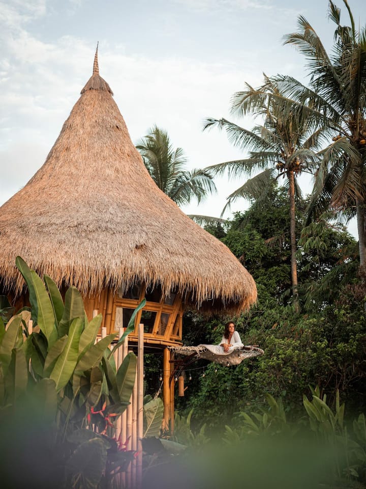 Bamboo House With Net Balcony At Rice Field - Gianyar