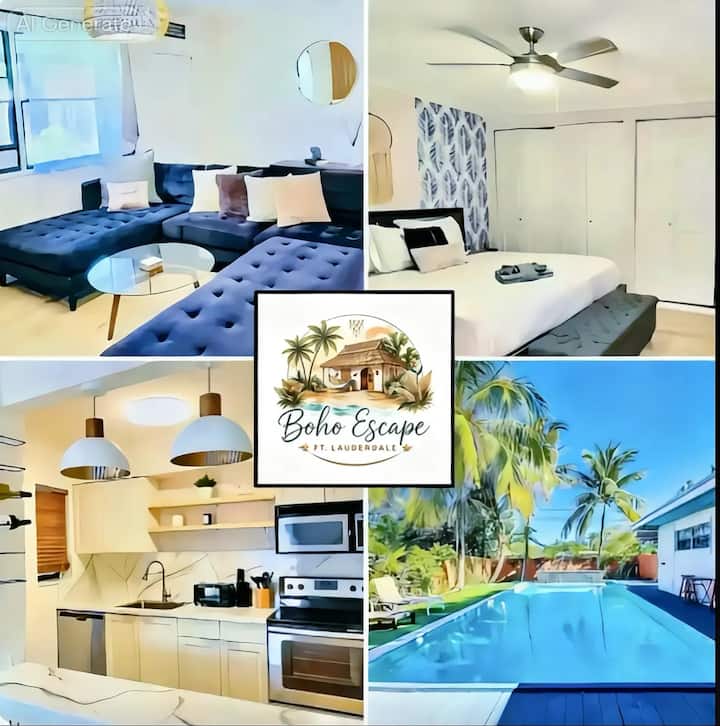 Boho Duplex 3br Escape Pool+games~bbq~near Beach - Fort Lauderdale, FL