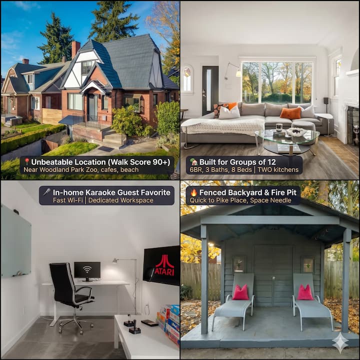Walk To Green Lake & Zoo | 6br, Bbq & Karaoke - Seattle, WA