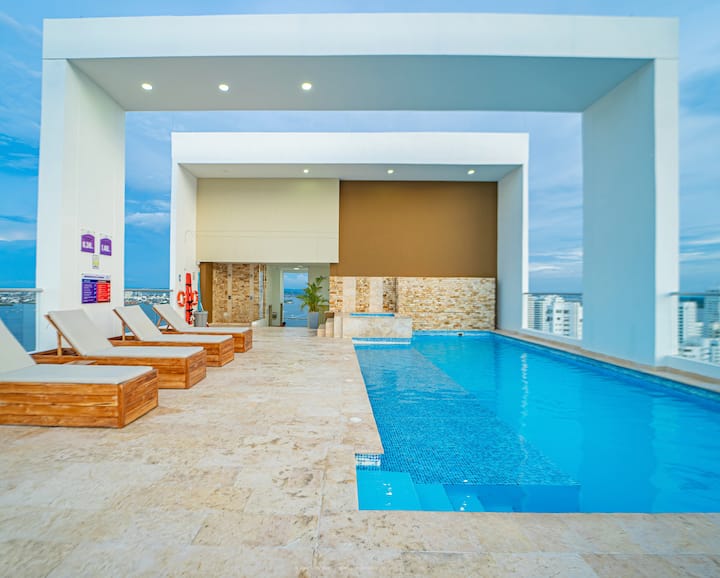 Appart Bocagrande | Vue 180° + Jacuzzi + 2 Balcons - Cartagena