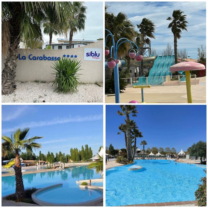 Camping 4* La Carabasse à Vias Mobil-home 6/8 Pers - Portiragnes