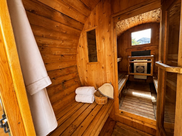 Mobile Barrel Sauna  Delivered To Your Driveway - Burlington