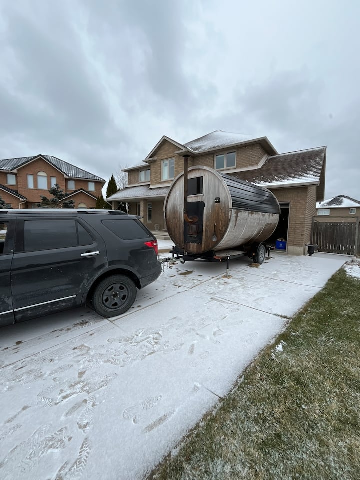 Mobile Barrel Sauna – Delivered To Your Driveway - Burlington