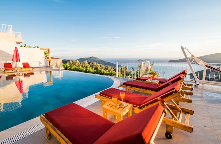 Sea View Villa Sebos, 2 Bedrooms, Jacuzzi - Kalkan