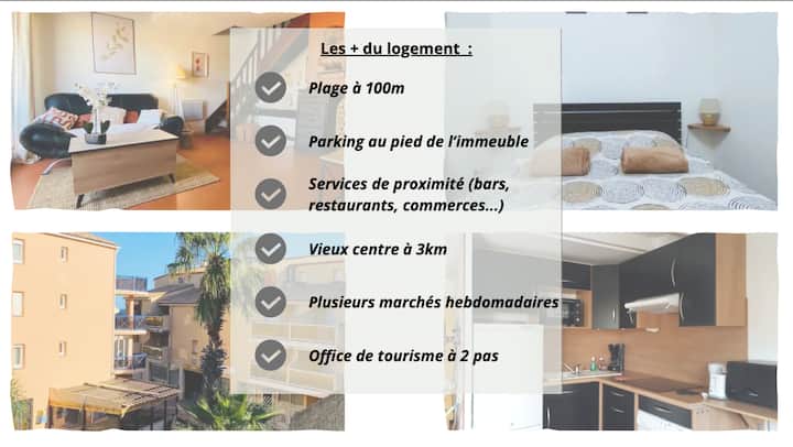 Appart Duplex - 5 Pers - Plage 100m - Parking - Sainte-Marie-la-Mer