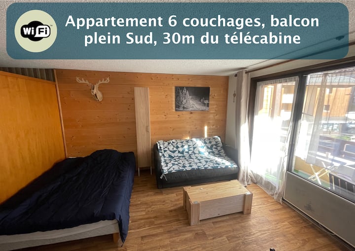 Grand Studio 6p Plein Sud, 50m Du Télécabine Wifi - Les Gets