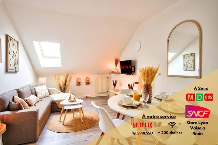 Studio Neuf, Cosy Et Très Chaleureux -2mn Du Métro - Lyon