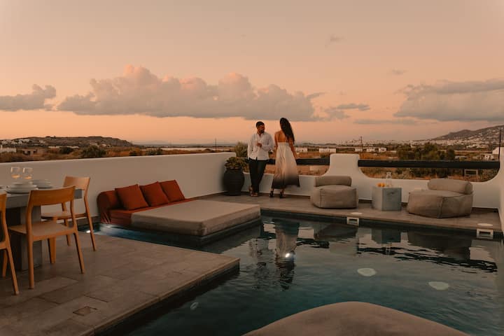 Kalea Elegant Villa With Private Pool & Sea View - 낙소스 섬