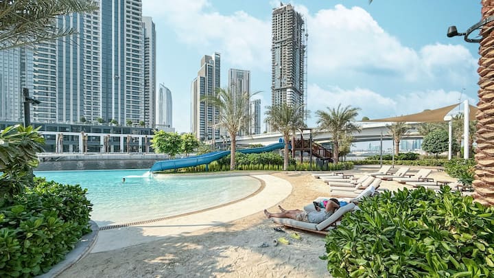Lux 1bd | Creek Beach Access | Sleep 4 | Rosewater - Dubai