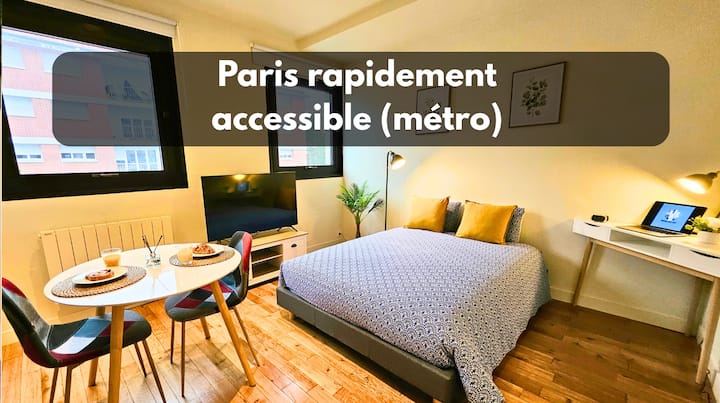 Studio Télétravail Calme | 5 Min Métro 9 – Paris - Montreuil, France