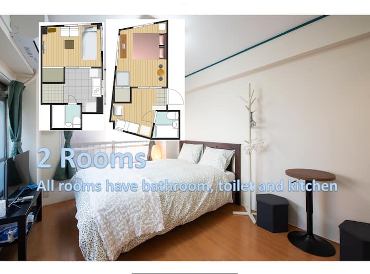 2 Rooms (With Private Toilet & Bathroom) Metro3min - Shinjuku City
