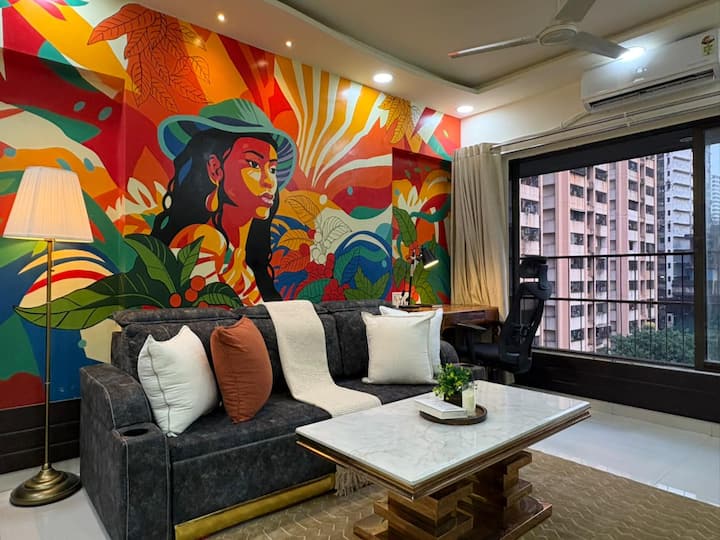 Artsy 1bhk 10 Mins To Sea Daily Clean Wifi 55 Tv - Mumbai