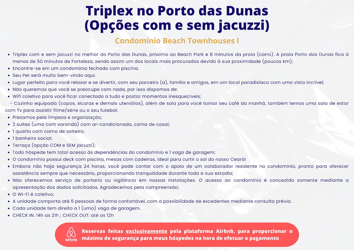 Beautiful Triplex in Porto das Dunas / Aquiraz-BTHI-04 - Flats for Rent ...